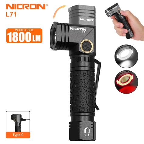 Nicron Flashlight L71 High Brightness Type C Rechargeable Flashlight 1800 Lumen Waterproof
