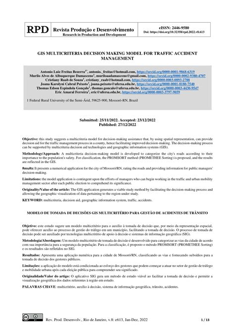 Pdf Gis Multicriteria Decision Making Model For Traffic Accidents