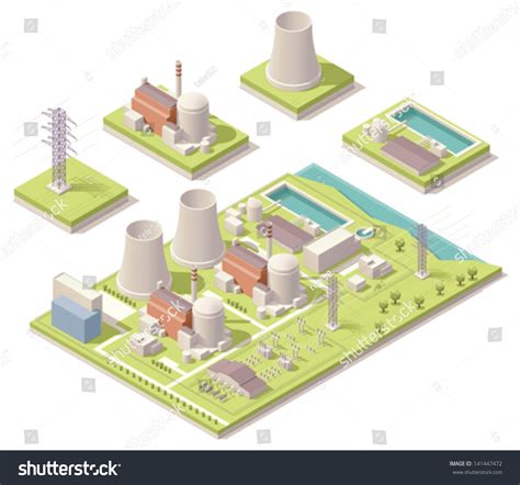 벡터 아이소메트릭 원자력 발전소 스톡 벡터로열티 프리 141447472 Shutterstock