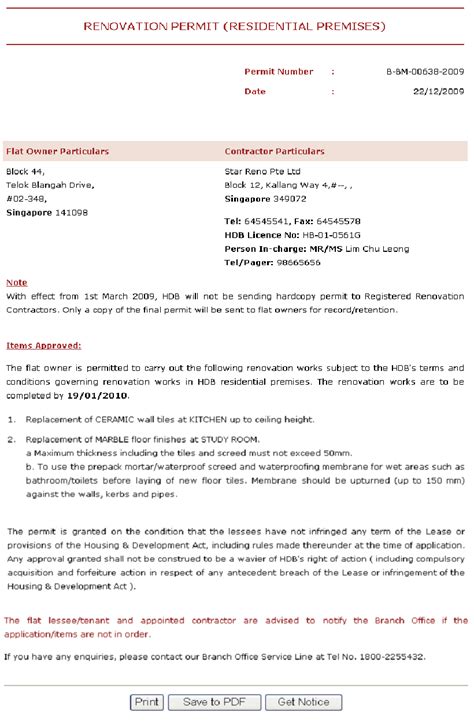 Hdb C15 Submitting A New Application To Print Renovation Permit And Notice Of Renovation