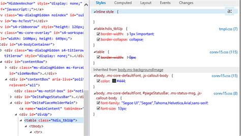 css not applying to table in custom sp2013 layouts page sharepoint