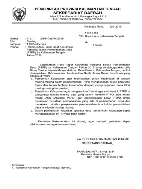 Surat Rekom Ptpd 2019 Pdf