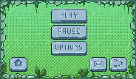 Premium Vector Pixel Game Menu Retro Video Game Buttons 8 Bit Game