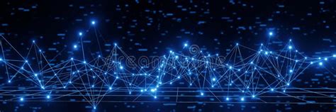 Futuristic Technology Glowing Plexus Lines Dots Background Panorama D Rendering Stock