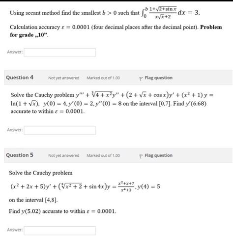 Solved Using Secant Method Find The Smallest B0 Such That