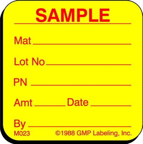 M023 Sample Material Label Gmp Labeling