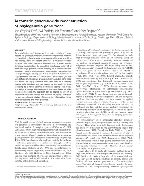 Pdf Automatic Genome Wide Reconstruction Of Phylogenetic Trees