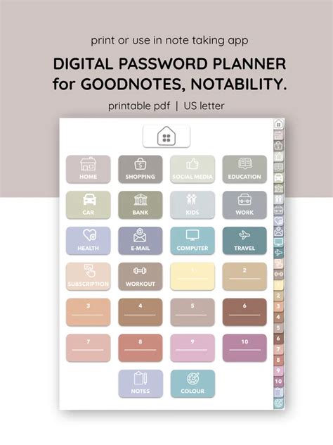 digital password planner hyperlinked password tracker password log password organizer ipad