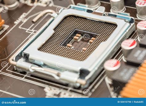 CPU Socket On Motherboard Stock Photo Image Of Close