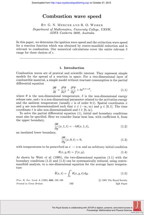 Pdf Combustion Wave Speed