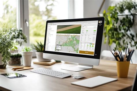 A Contemporary Workspace Showcases A Sleek Computer Displaying Detailed