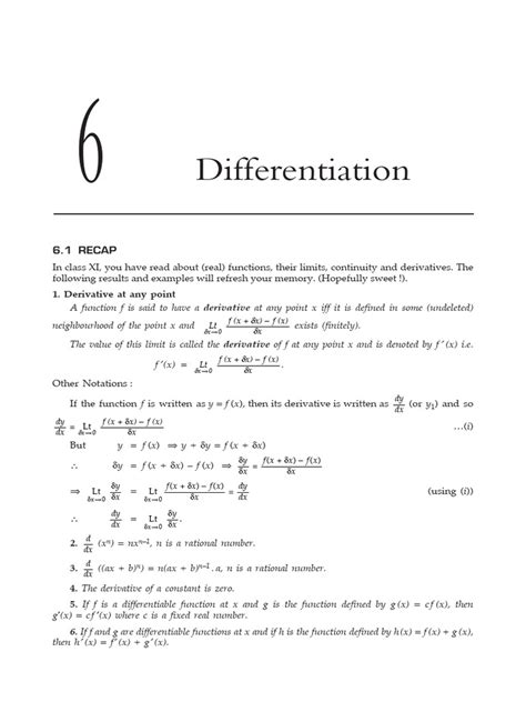 differentiation pdf derivative function mathematics