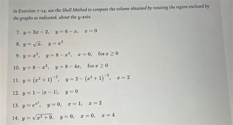 Solved In Exercises Use The Shell Method To Compute Chegg