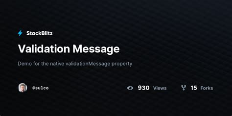 Validation Message Stackblitz