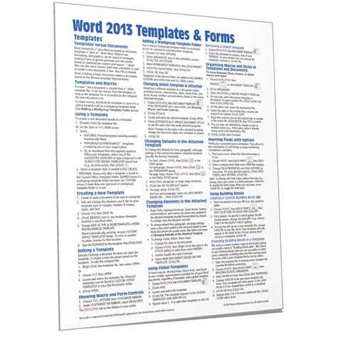 Microsoft Word 2013 Templates Forms Quick Guide Card Beezix