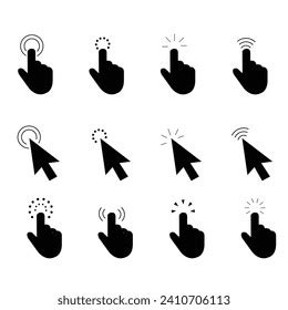 Pointer Click Icon Set Hand Cursor Stock Vector Royalty Free Shutterstock