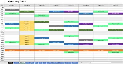 Efficient Employee Scheduling Calendar