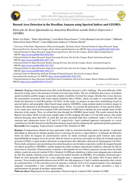 Pdf Burned Area Detection In The Brazilian Amazon Using Spectral Indices And Geobia