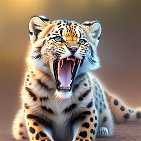 Premium Photo Close Up Of A Small Frightened Leopard Cub Is Meowing