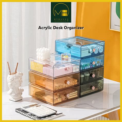 Desk Drawer Storage Desktop Drawer Acrylic Stackable Storage Box Drawer Laci Meja 桌面抽屉收纳