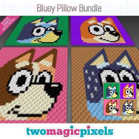 bluey pillow bundle c2c graph sc graph cross stitch graph by two