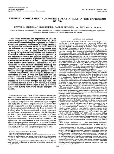 pdf terminal complement components play a role in the expression of c5a