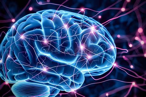 Brain With Many Lines And Dots Surrounding It Stock Image Image Of