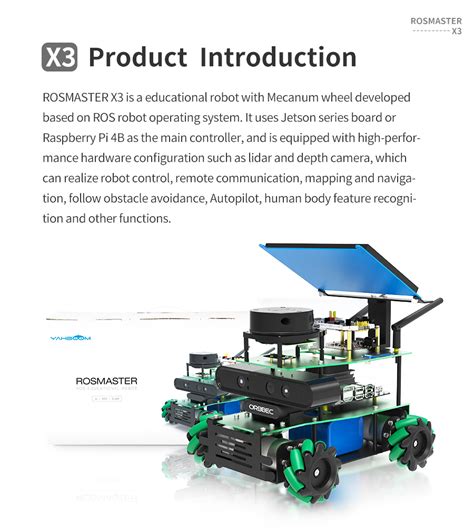 Rosmaster X3 Ros Robot Mecanum Wheel Aluminum Alloy Frame Autopilot