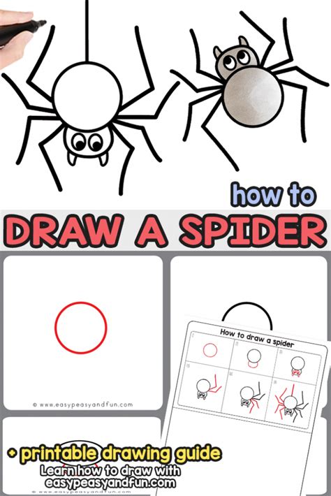 How To Draw A Spider Step By Step Drawing Tutorial Easy Peasy And Fun