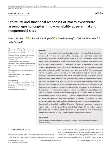 Pdf Structural And Functional Responses Of Macroinvertebrate