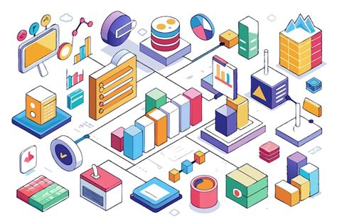 Isometric Illustration Of Data Analysis Data Processing And Big Data