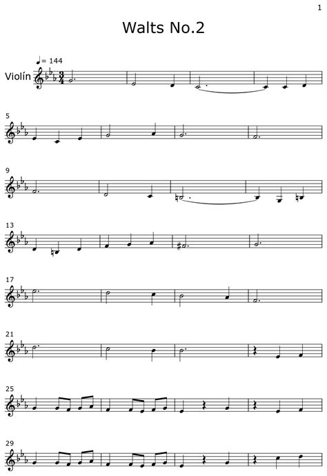 Walts No 2 Sheet Music For Violin