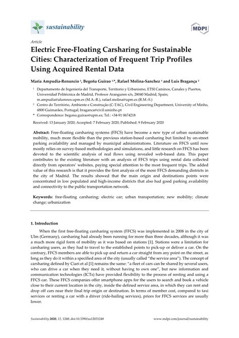 Pdf Electric Free Floating Carsharing For Sustainable Cities Characterization Of Frequent