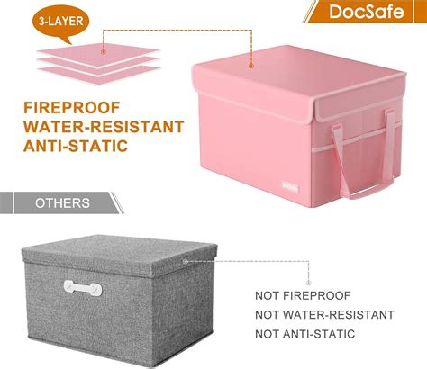 Buy DocSafe File Box Fireproof File Storage Organizer Box With Lid Collapsible Document Storage