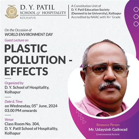 Guest Lecture On Plastics Pollution Effects D Y Patil Education Society Deemed To Be