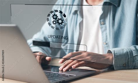 Businessman Working And Installing Update Process Software Update Or