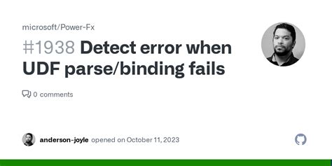 Detect Error When Udf Parsebinding Fails · Issue 1938 · Microsoftpower Fx · Github