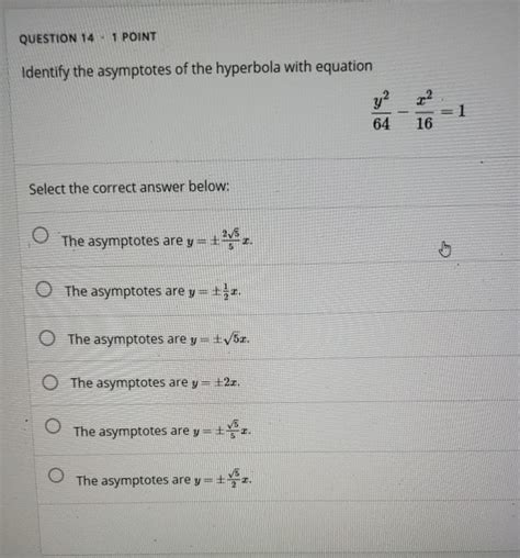 Solved Question 141 Point Identify The Asymptotes Of The