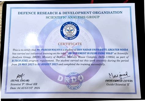 Internship At Sag Drdo Ai Ml Research And Adversarial Attacks Paresh Malviya Posted On The