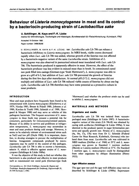 Solution At All Behaviour Of Listerla Monocytogenes In Meat And Its