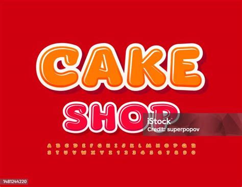 벡터 달콤한 로고 케이크 가게 귀여운 빛나는 알파벳 문자와 숫자 세트 그래픽 프린트에 대한 스톡 벡터 아트 및 기타 이미지 그래픽 프린트 달콤한 음식 대문자 Istock