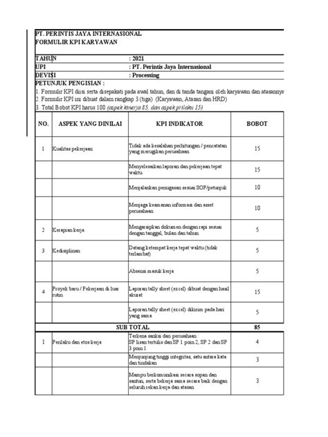 Kpi Form Pdf