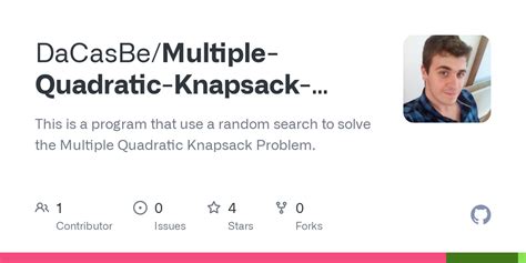 github dacasbe multiple quadratic knapsack problem using random