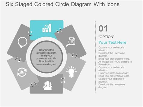 Six Staged Colored Circle Diagram With Icons Flat Powerpoint Design PowerPoint Presentation