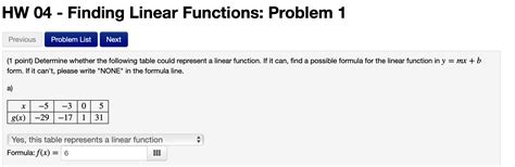 Solved Hw 04 Finding Linear Functions Problem 1 Previous