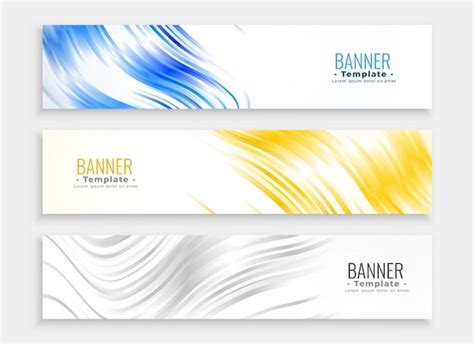 Free Vector Set Of Three Horizontal Web Header Layout In Blue Yellow And White Color