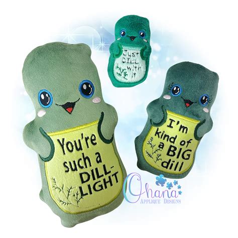 Big Dill Pickle Stuffie Embroidery Design Ohana Applique Designs