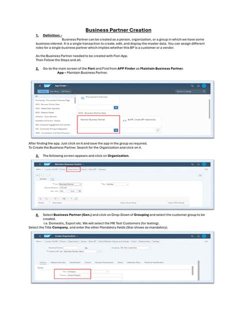 Business Partner Creation For Mk Agro Pdf Software Computing