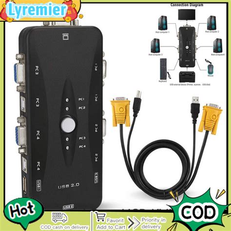 Clearance Event 4 In 1 Out USB 2 0 VGA KVM Switch Switcher Manually For Keyboard Mouse Monitor