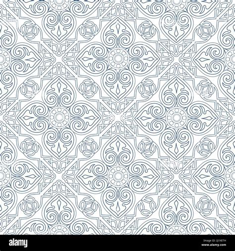 Abstract Seamless Pattern With Floral Motif Arabic Line Ornament With Geometric Shapes Arab